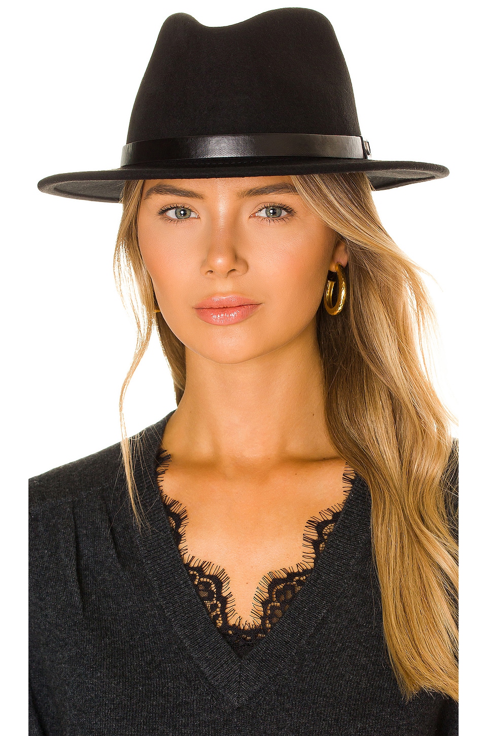 Brixton Messer Fedora in Black & Black | REVOLVE