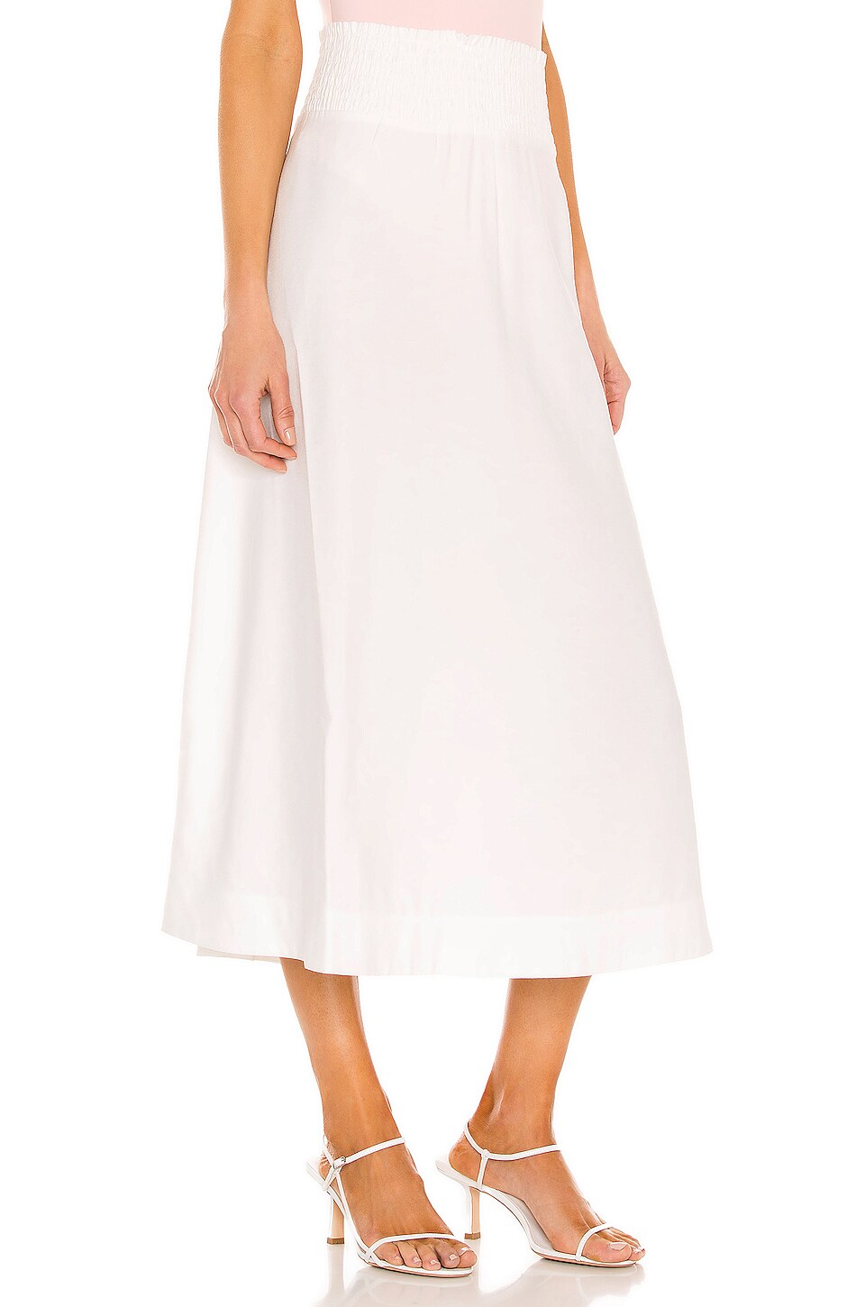Brochu Walker Leda Smocked Skirt in Salt White | REVOLVE
