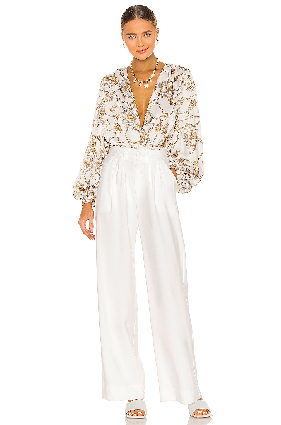 Bronx and Banco Chain Blouse in White | REVOLVE