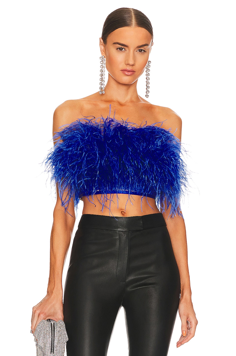 Bronx and Banco Afiya Feather Top in Cobalt | REVOLVE