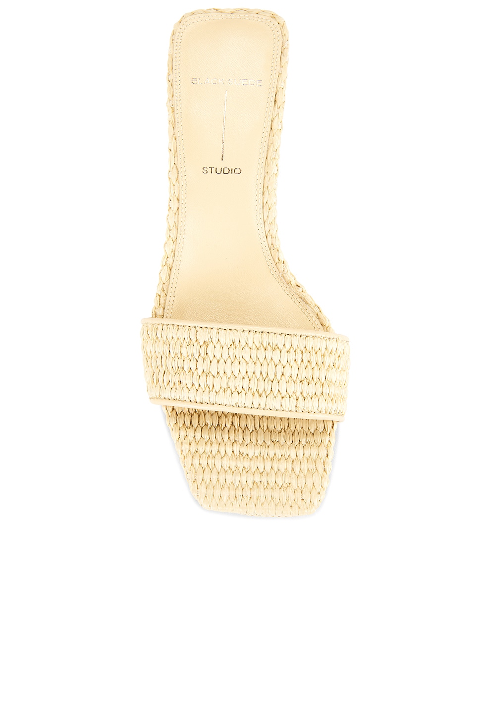 BLACK SUEDE STUDIO Poppy 65 Mule in Crotchet Natural Raffia | REVOLVE