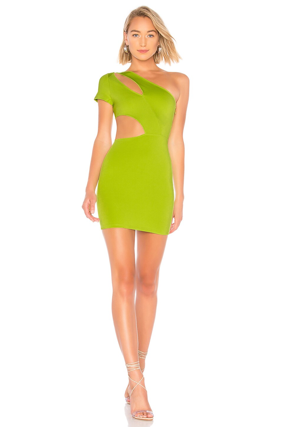 by the way. Letta Asymmetric Cut Out Bodycon in Lime Green | REVOLVE