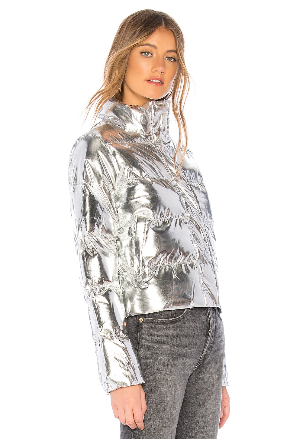 superdown Stella Metallic Puffer Jacket in Silver | REVOLVE