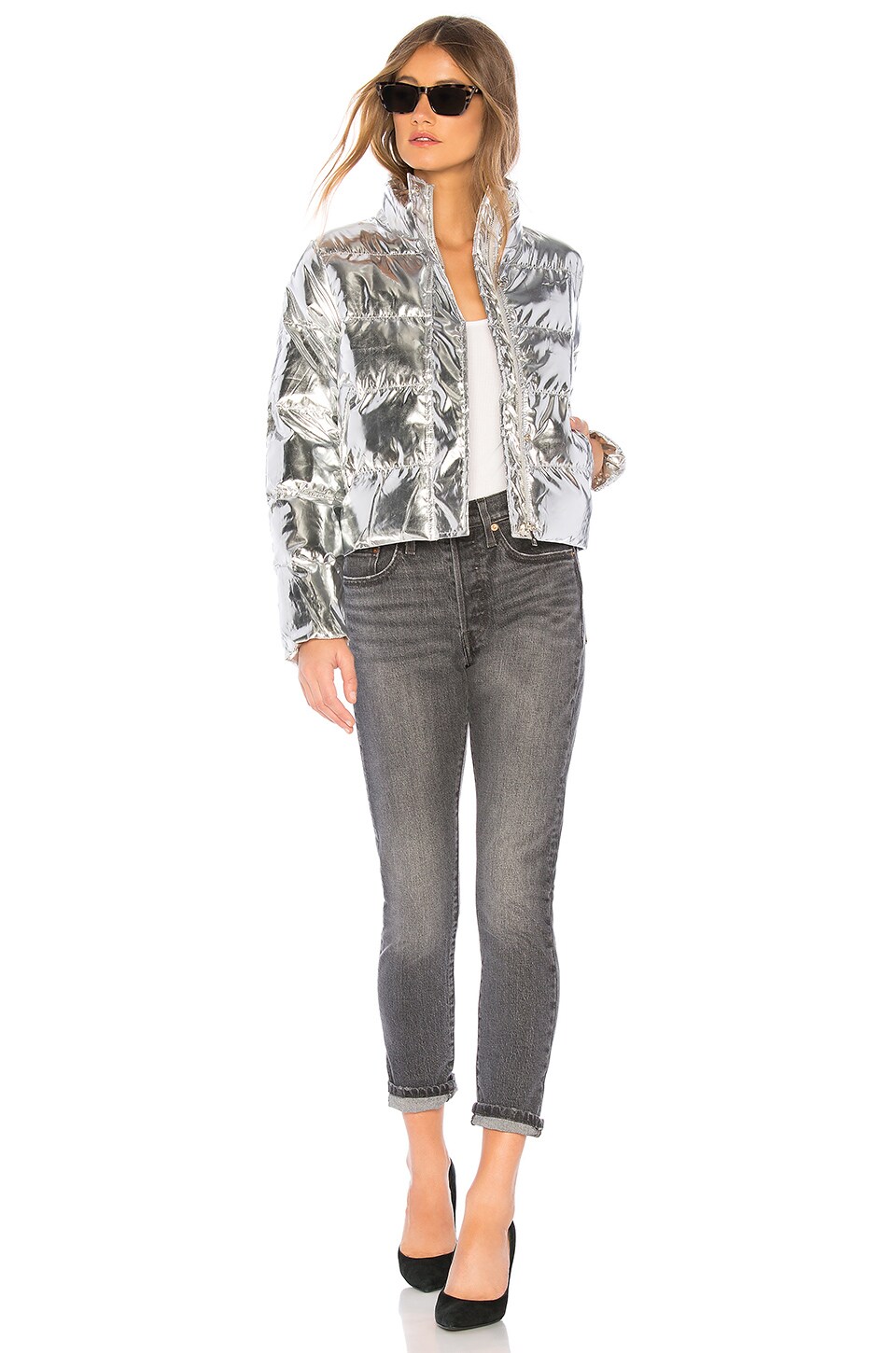 superdown Stella Metallic Puffer Jacket in Silver | REVOLVE
