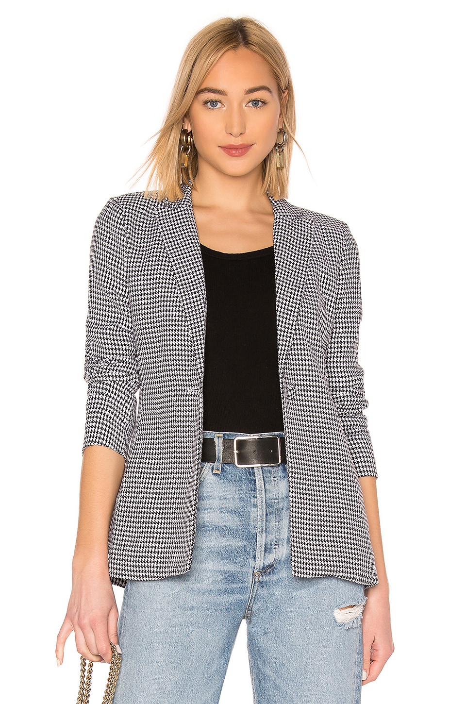 by the way. Shaira Oversized Blazer in Houndstooth in Black Pinstripe ...