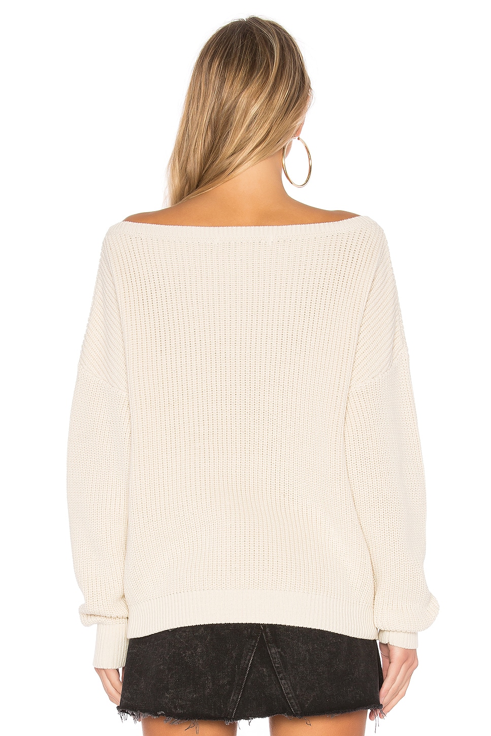 Callahan Shaker Knit Off Shoulder Sweater in Creme | REVOLVE