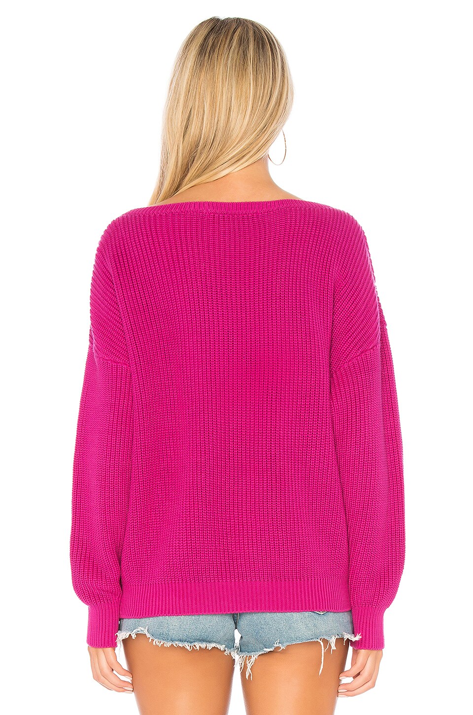 Callahan X REVOLVE Shaker Knit Off Shoulder Sweater in Fuchsia | REVOLVE