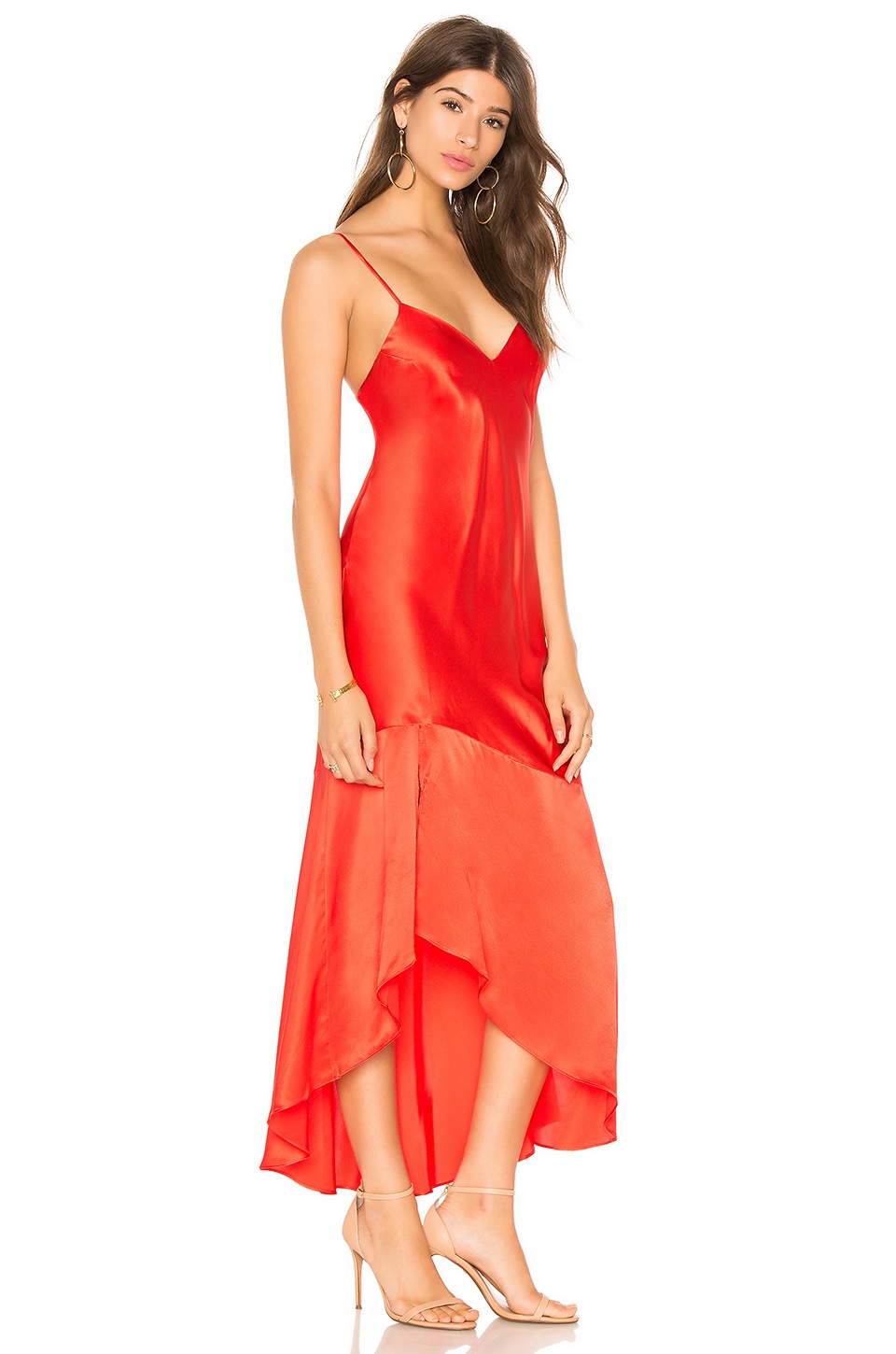 CAMI NYC The Sandra Dress in Red Orange Shine | REVOLVE