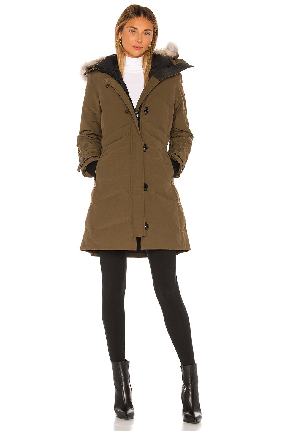 Canada Goose Lorette Parka with Removable Fur Ruff in Military Green ...