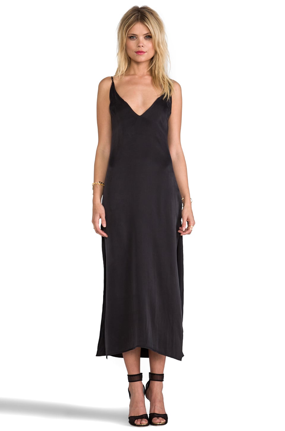 Capulet Deep V Front Dress in Washed Black | REVOLVE