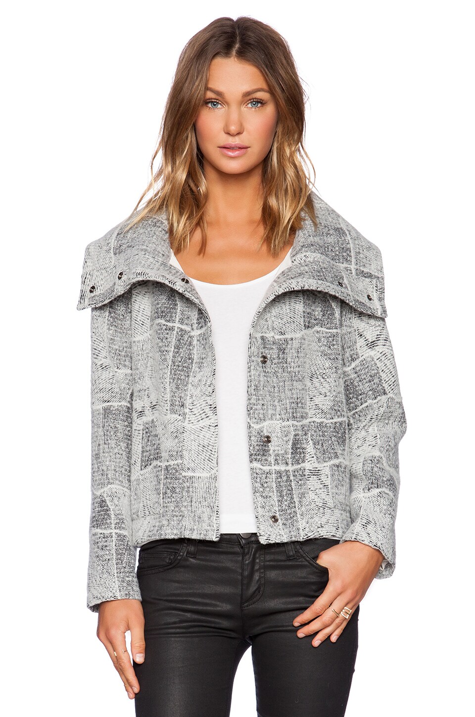 Capulet Jacquard Aviator Coat in Snowfall | REVOLVE