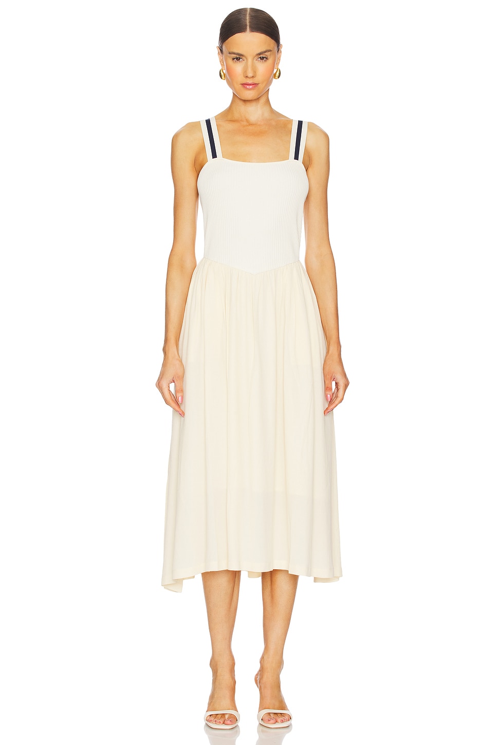Central Park West Basque Waist Bodycon Dress in Ivory | REVOLVE