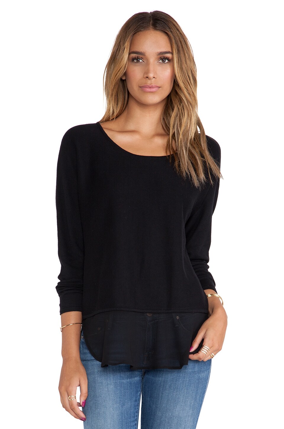 Central Park West Rye Asymmetric Hem Sweater in Black | REVOLVE