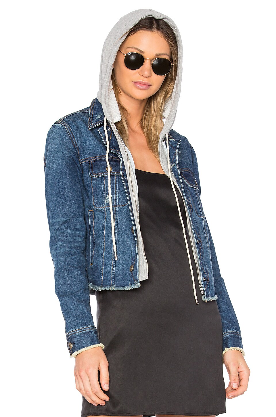 Central Park West Beacon Hooded Jean Jacket in Denim | REVOLVE