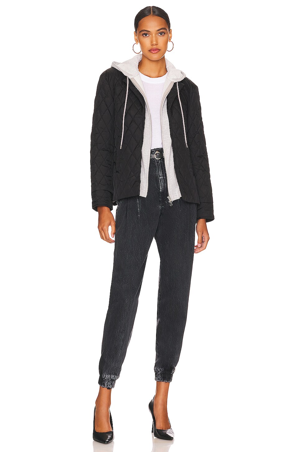 Central Park West Blake Quilted Dickie Jacket in Black | REVOLVE