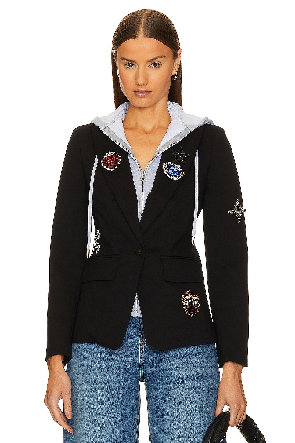 Central Park West Dallas Patch Ponte Dickie Blazer in Black | REVOLVE