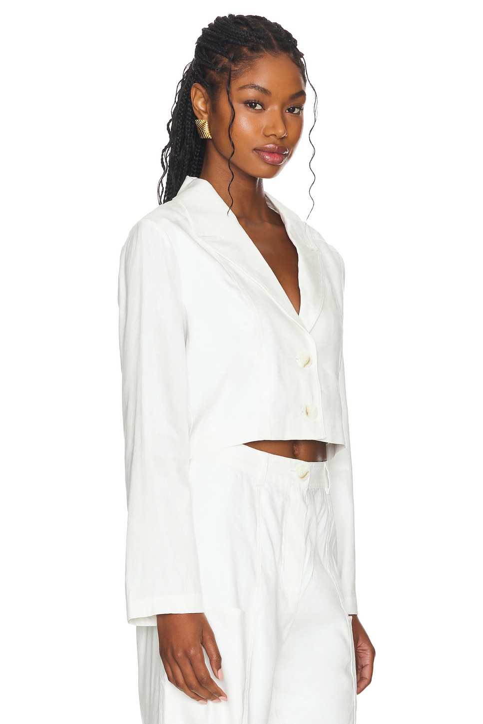 Central Park West Leila Crop Blazer in White | REVOLVE