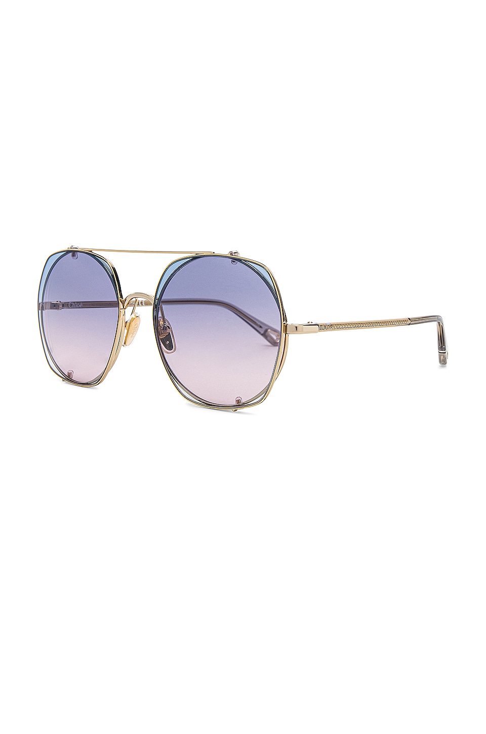 Chloe Demi Round Gradient with Square Clip On in Shiny Classic Gold ...