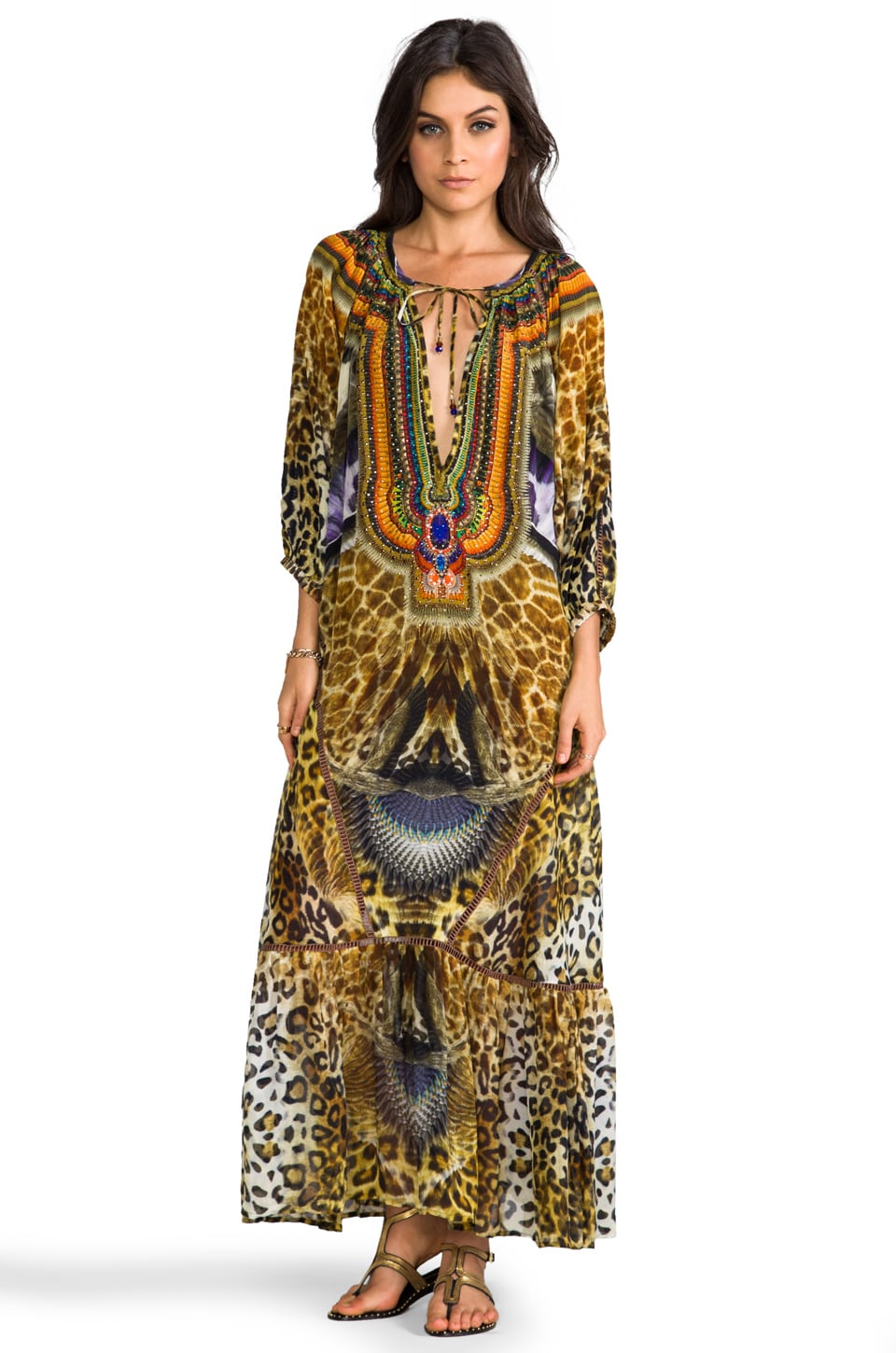 Camilla At Talons Length Long Sleeve Over-Sized Peasant Dress in ...