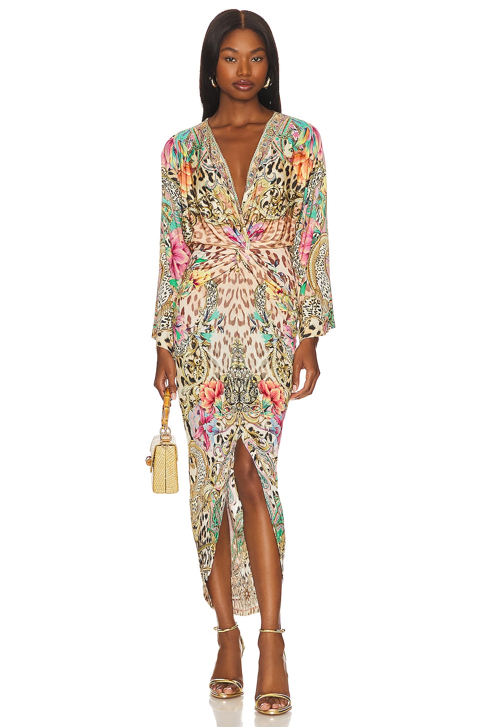 Camilla Long Split Front Twist Dress in QUEEN ATLANTIS | REVOLVE
