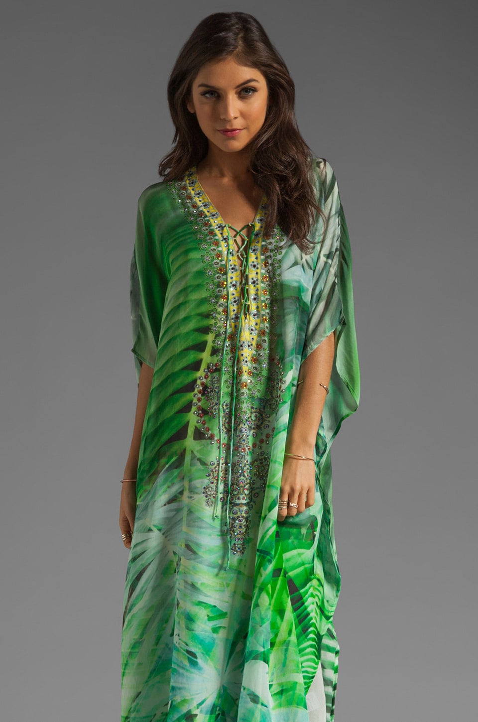 Camilla Long Lace Up Kaftan in Existing Eden | REVOLVE