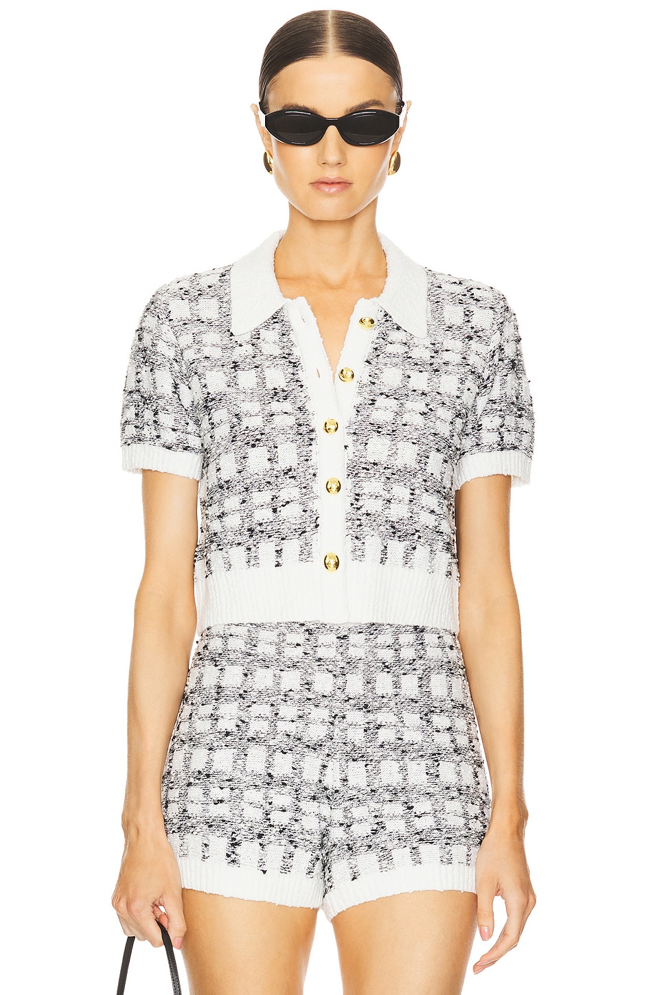 Cinq a Sept Adalee Cropped Cardigan in Black & White | REVOLVE