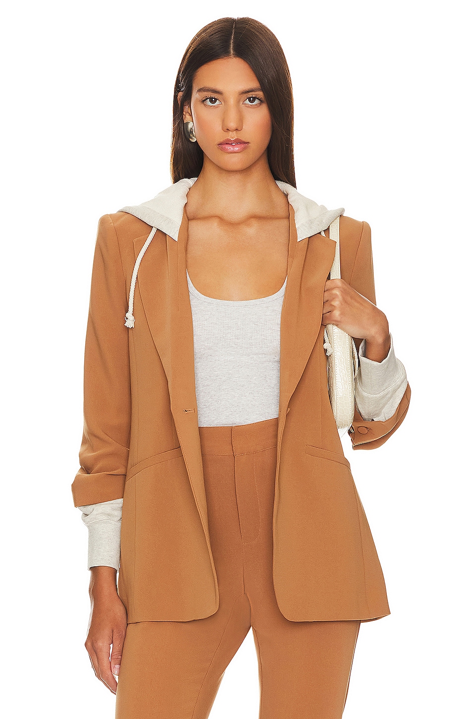 Cinq a Sept Hooded Khloe Jacket in Cinnamon & Oatmeal | REVOLVE
