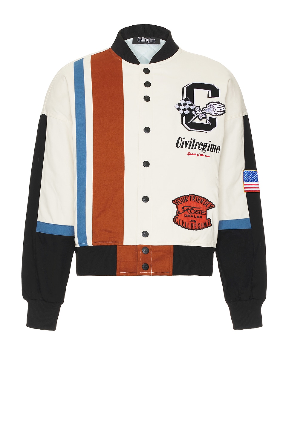 Civil Regime Rose Dealer Racing Jacket in Butter & Black | REVOLVE