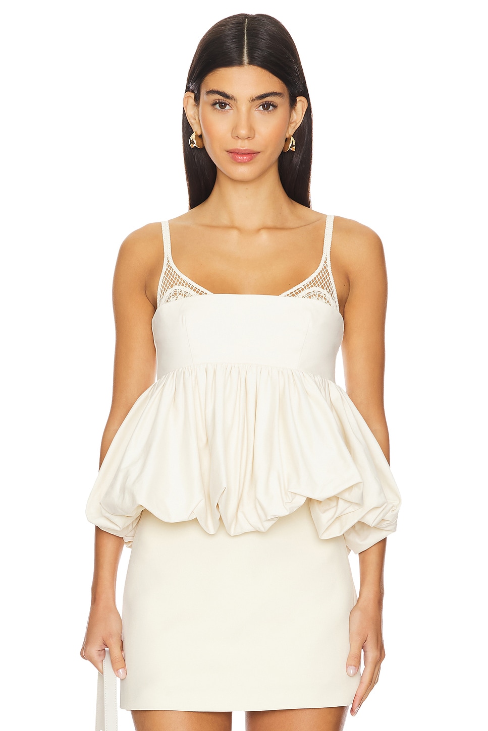 Clea Mimi Peplum Top in Cream | REVOLVE