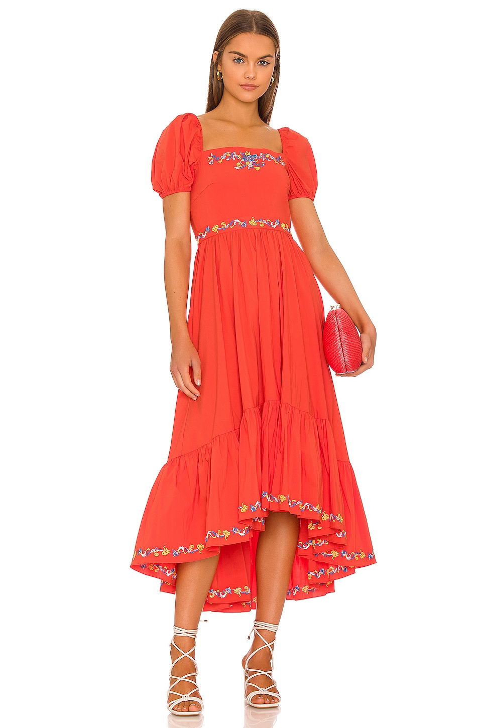 CAROLINE CONSTAS Hayden Dress in Red Multi Embroidery | REVOLVE