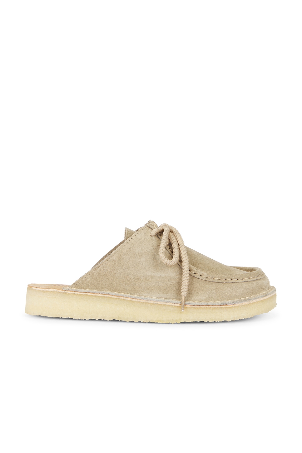 Clarks Desert Nomad Mule in Pale Grey Suede | REVOLVE