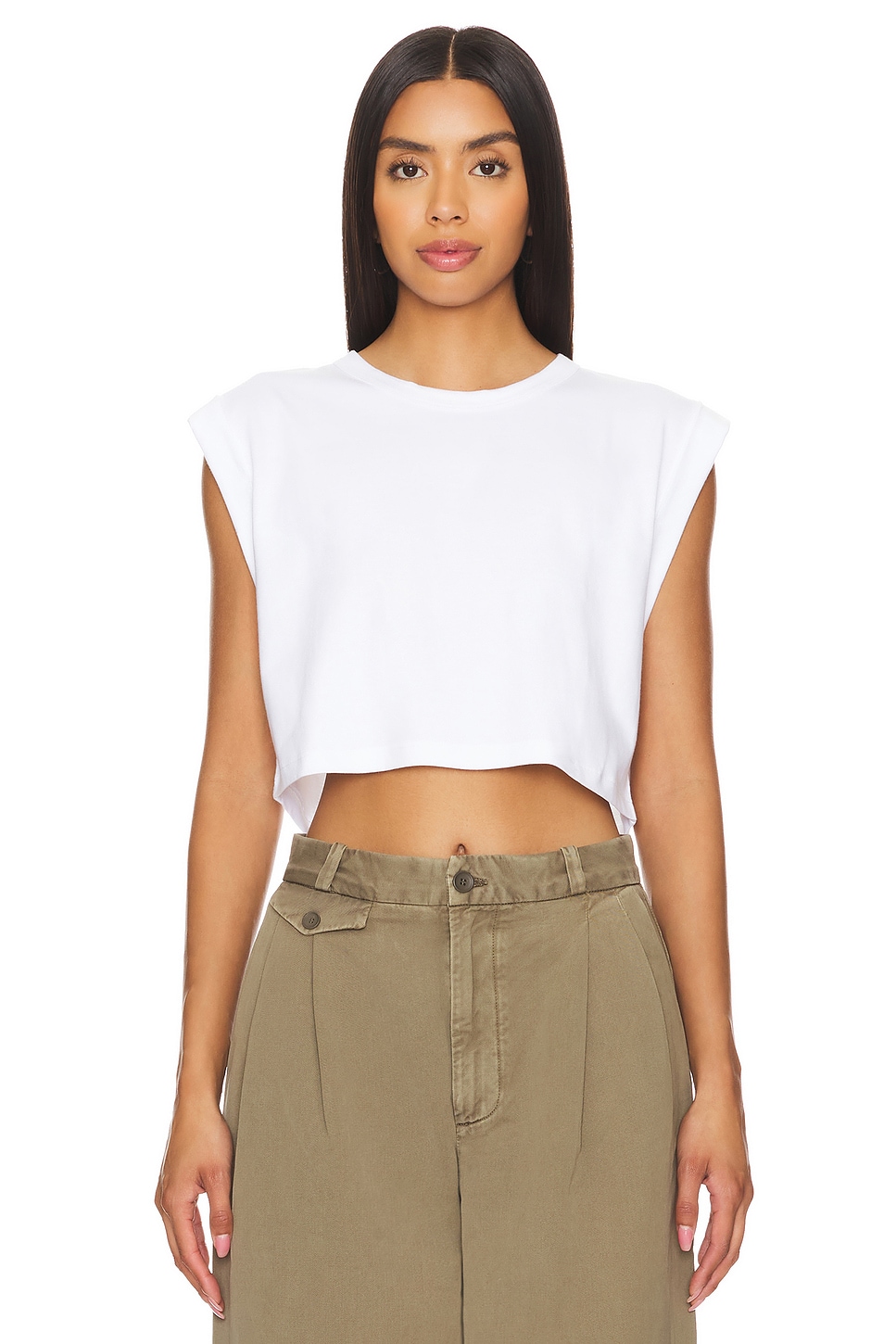 CLYQUE David Crop Top in White | REVOLVE