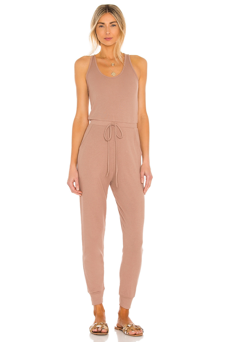 Commando Luxury Rib Racerback Tank Jumpsuit in Mushroom | REVOLVE