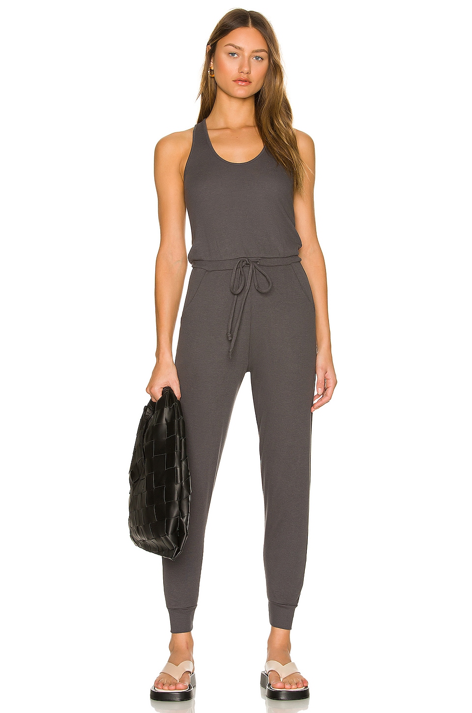 Commando Luxury Rib Racerback Jumpsuit in Charcoal | REVOLVE
