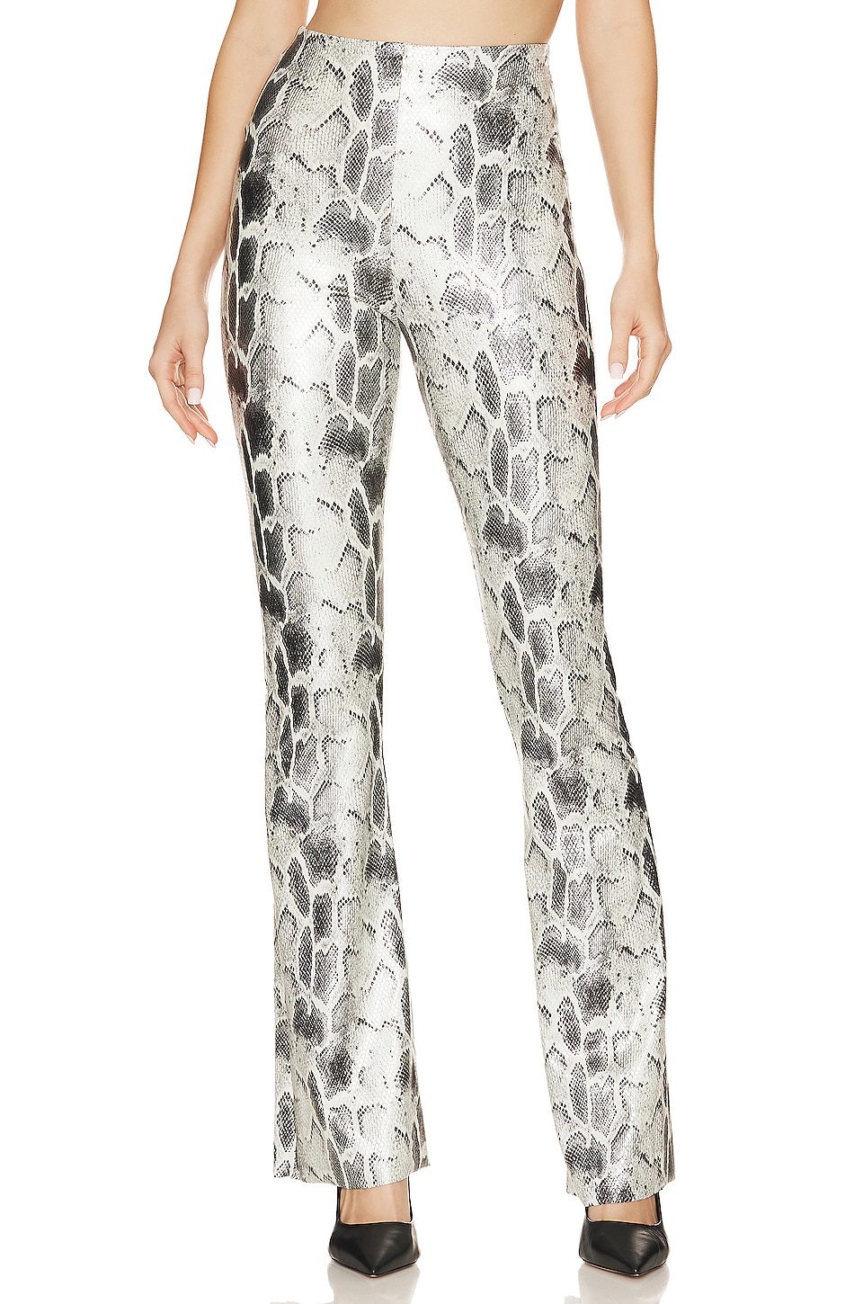 Commando Faux Leather Animal Flare Legging in Fog Python | REVOLVE