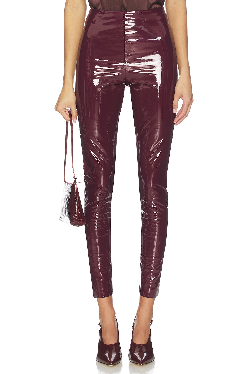 Commando Faux Patent Leather Legging in Burgundy | REVOLVE