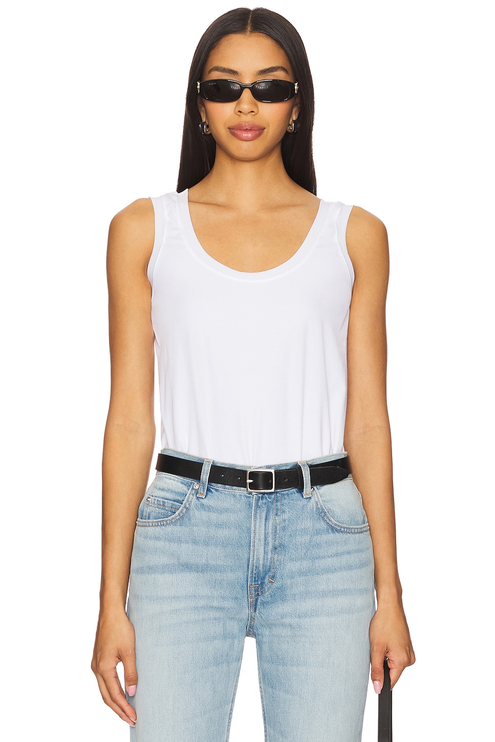 Commando Essential Cotton Tank Bodysuit in White | REVOLVE