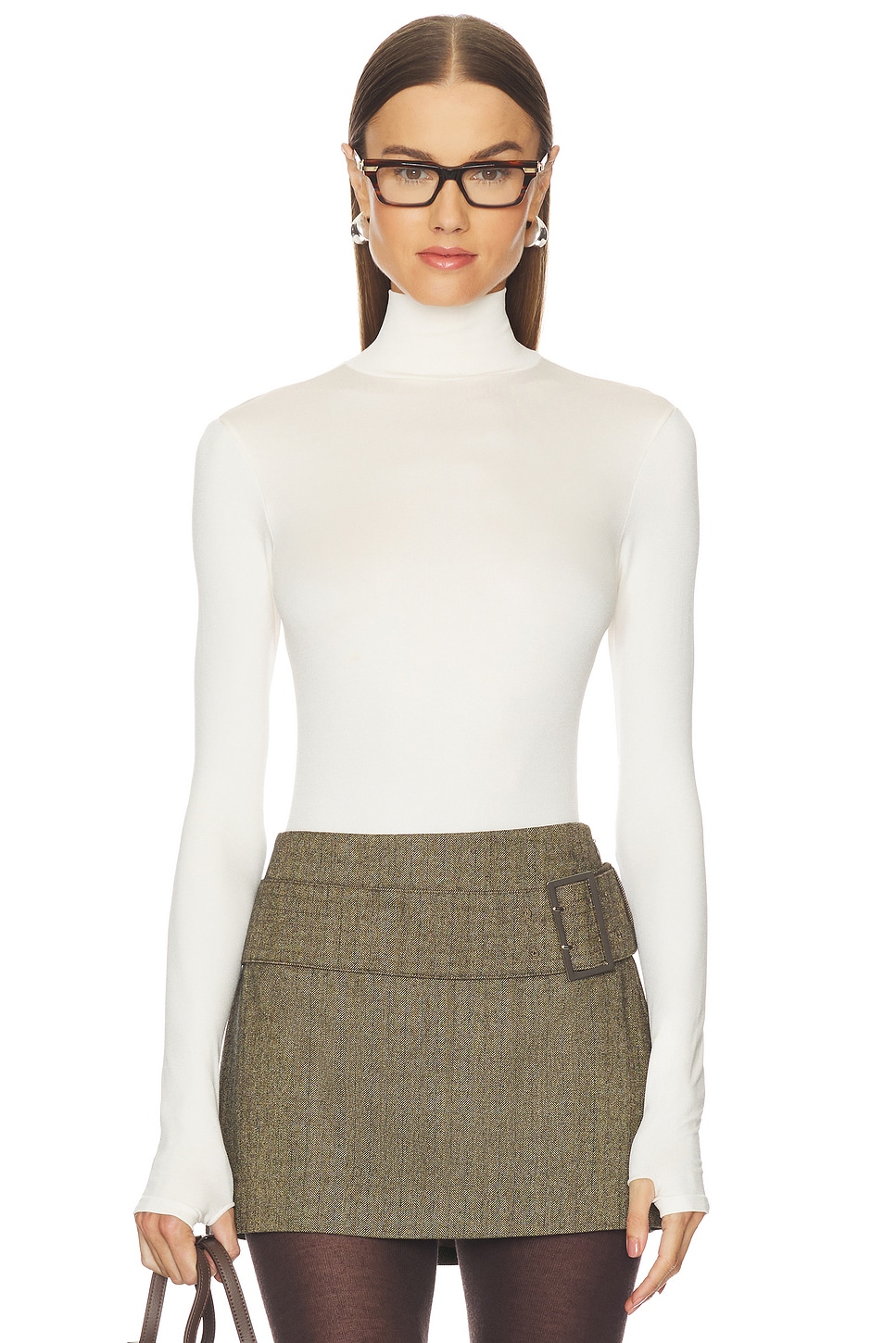Commando Prima Ballet Turtleneck Bodysuit in Bone | REVOLVE