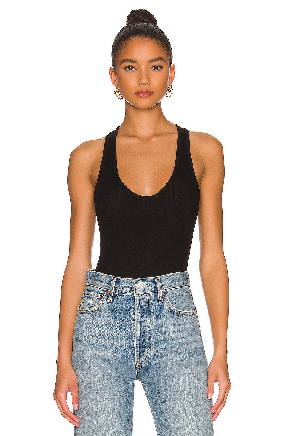 Commando Luxury Rib Racerback Tank Bodysuit in Black | REVOLVE