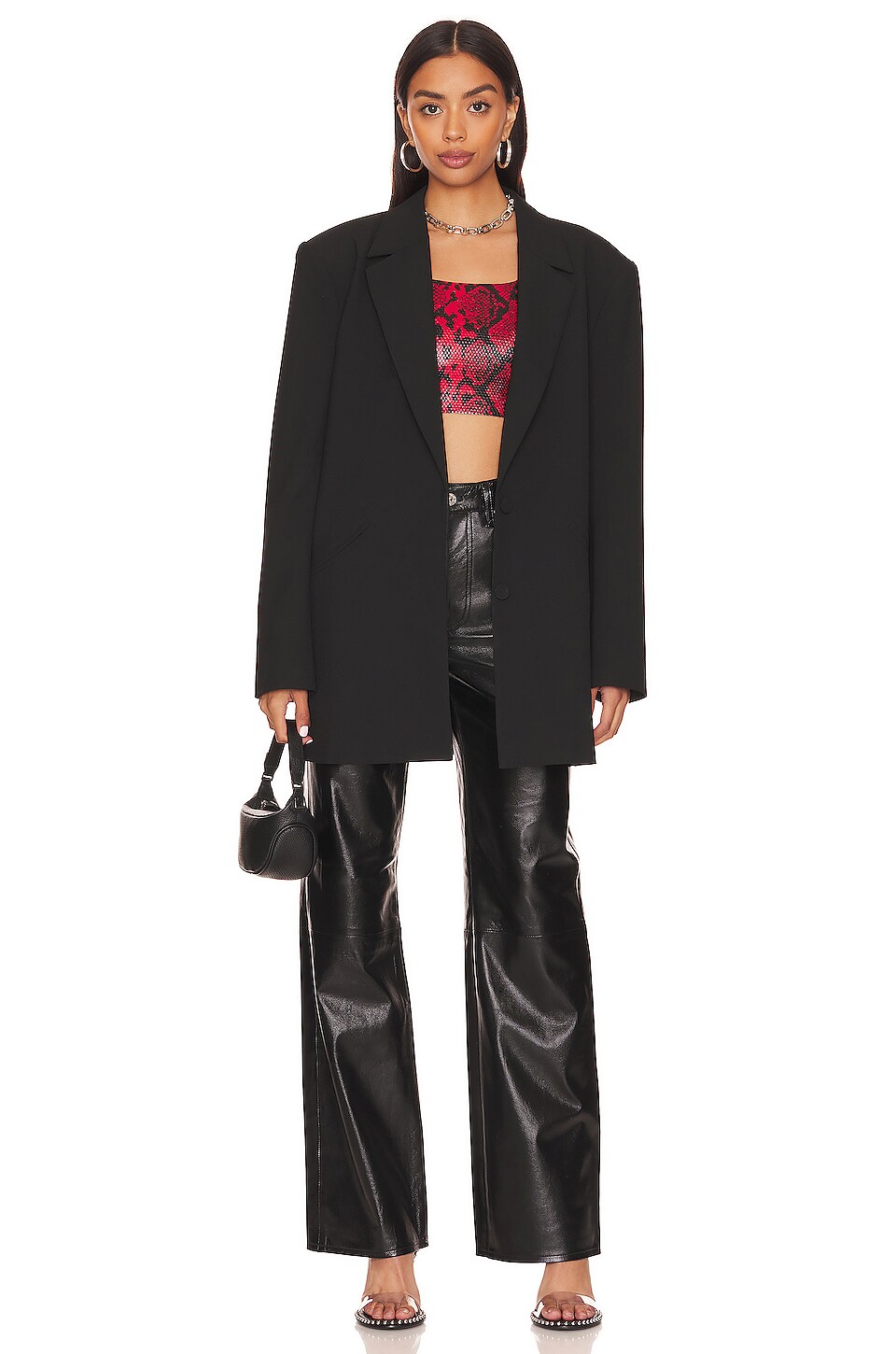 Commando Leather Animal Crop Top in Red Snake | REVOLVE