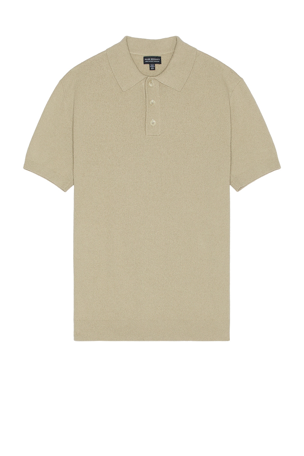 Club Monaco Short Sleeve Boucle Polo in Khaki | REVOLVE