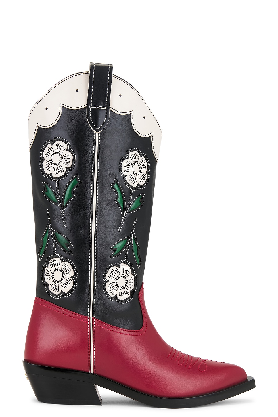Coach Aria Tall Cowboy Boot in Black & Red | REVOLVE