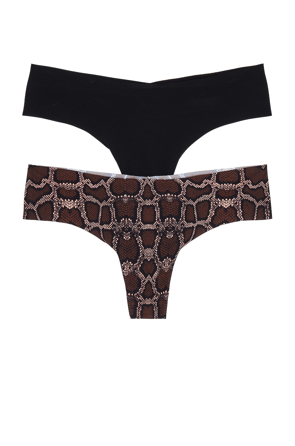 Cosabella Free Cut Micro 2 Pack Thong in Black & Mandoria Snake | REVOLVE