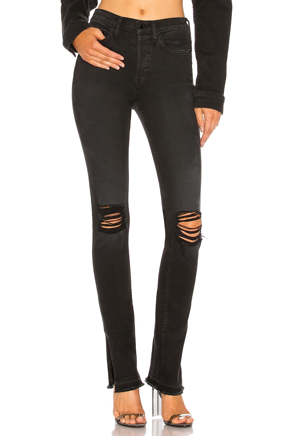 COTTON CITIZEN High Split Jean in Washed Black | REVOLVE