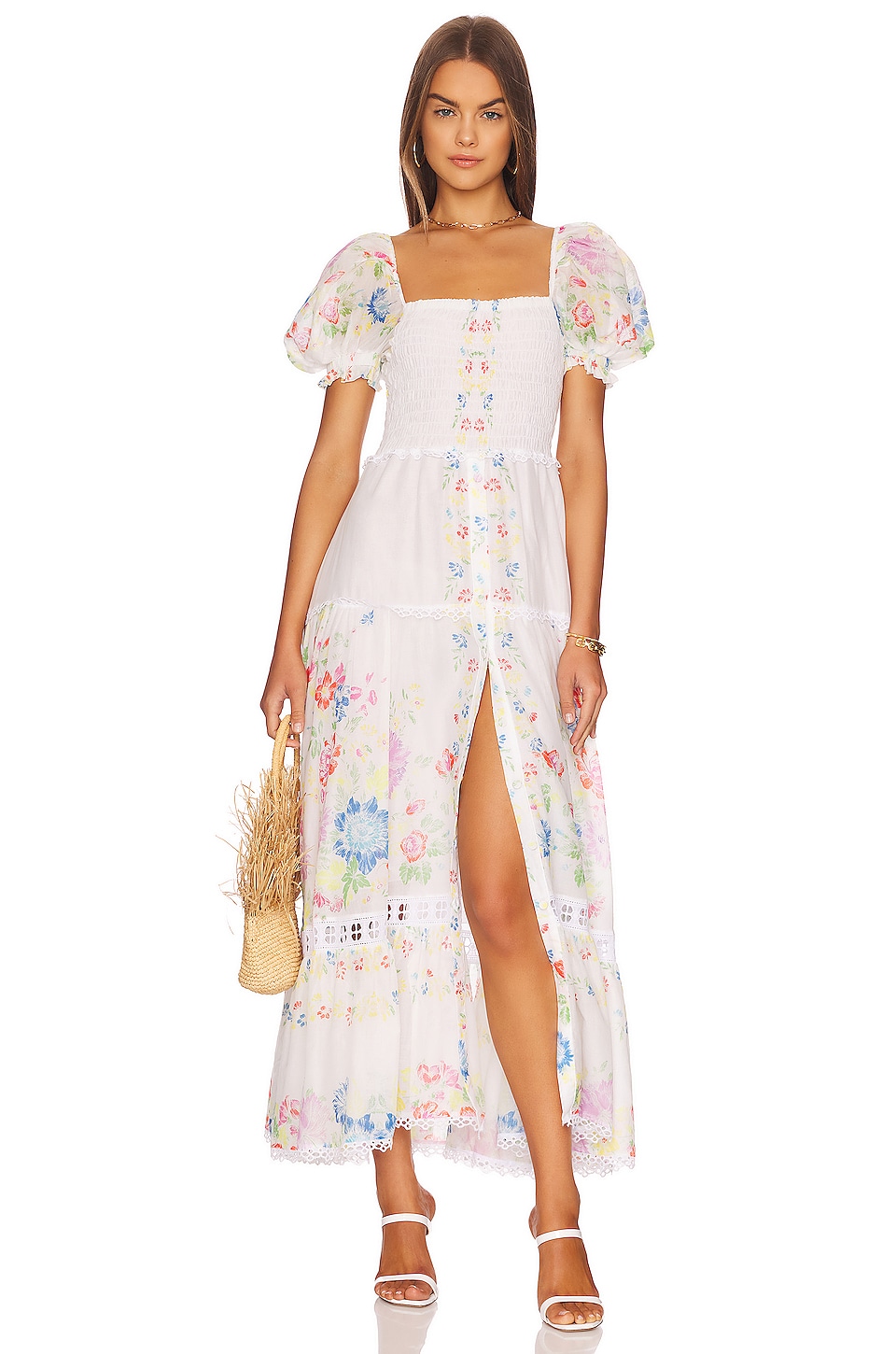 Charo Ruiz Ibiza Salva Long Dress in Garden White Print | REVOLVE