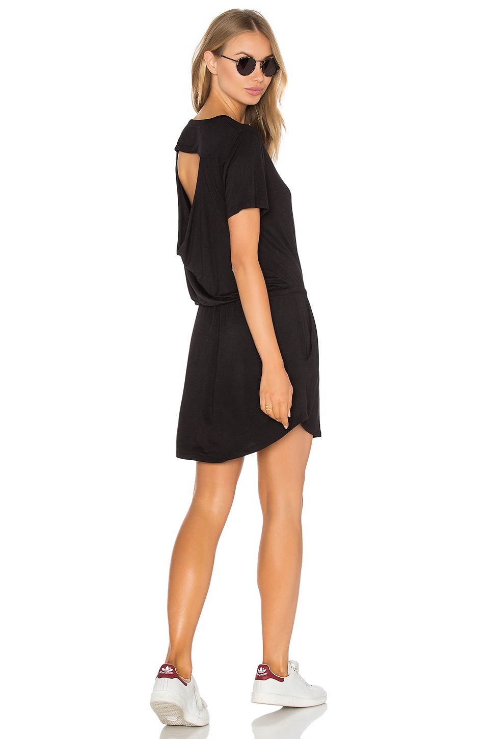 Chaser Drape Back Pocket Mini Dress in Black | REVOLVE