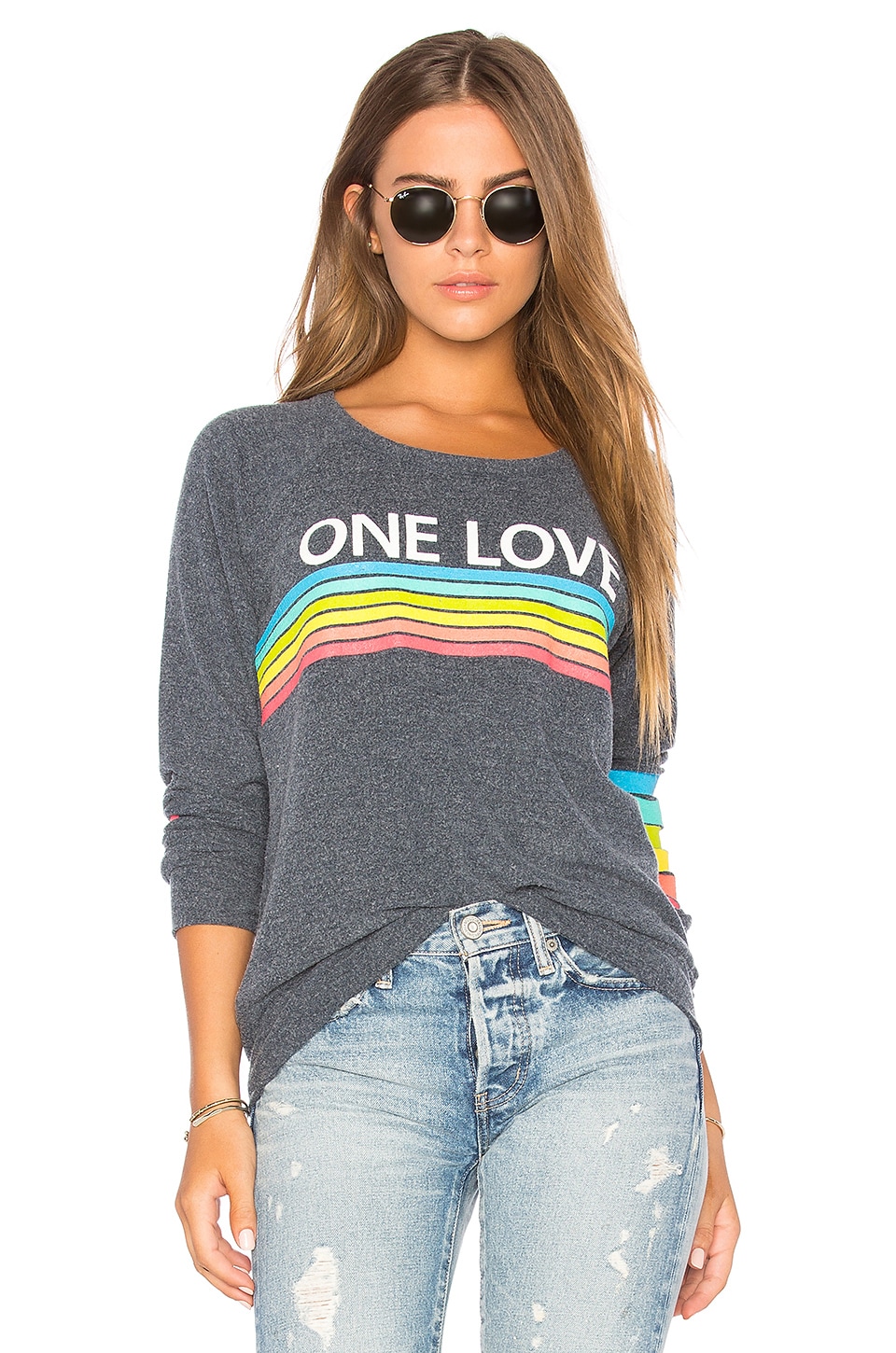 Chaser One Love Rainbow Sweatshirt in Avalon | REVOLVE