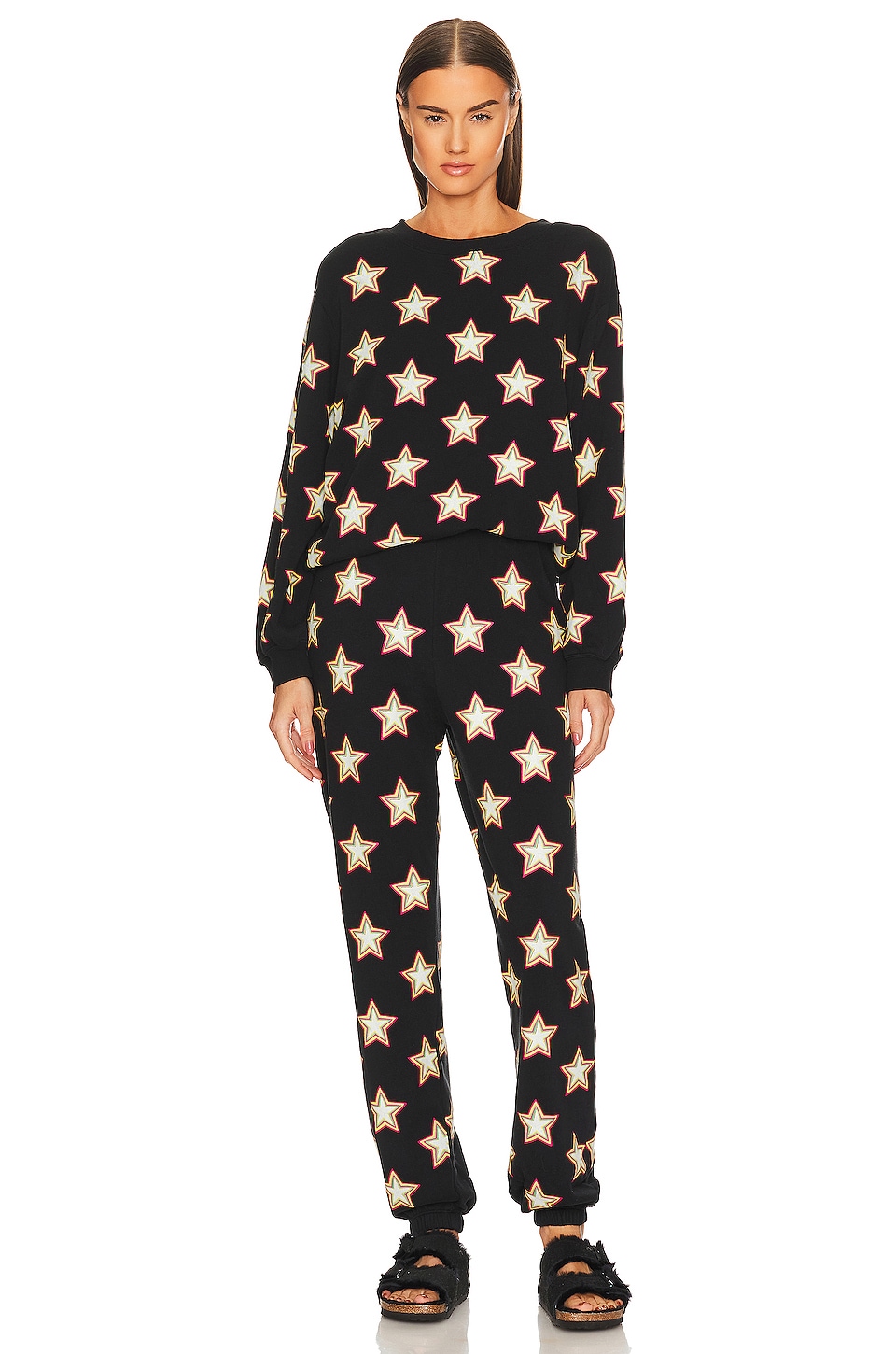 Chaser Rainbow Star Toss Pant in Wash Black | REVOLVE
