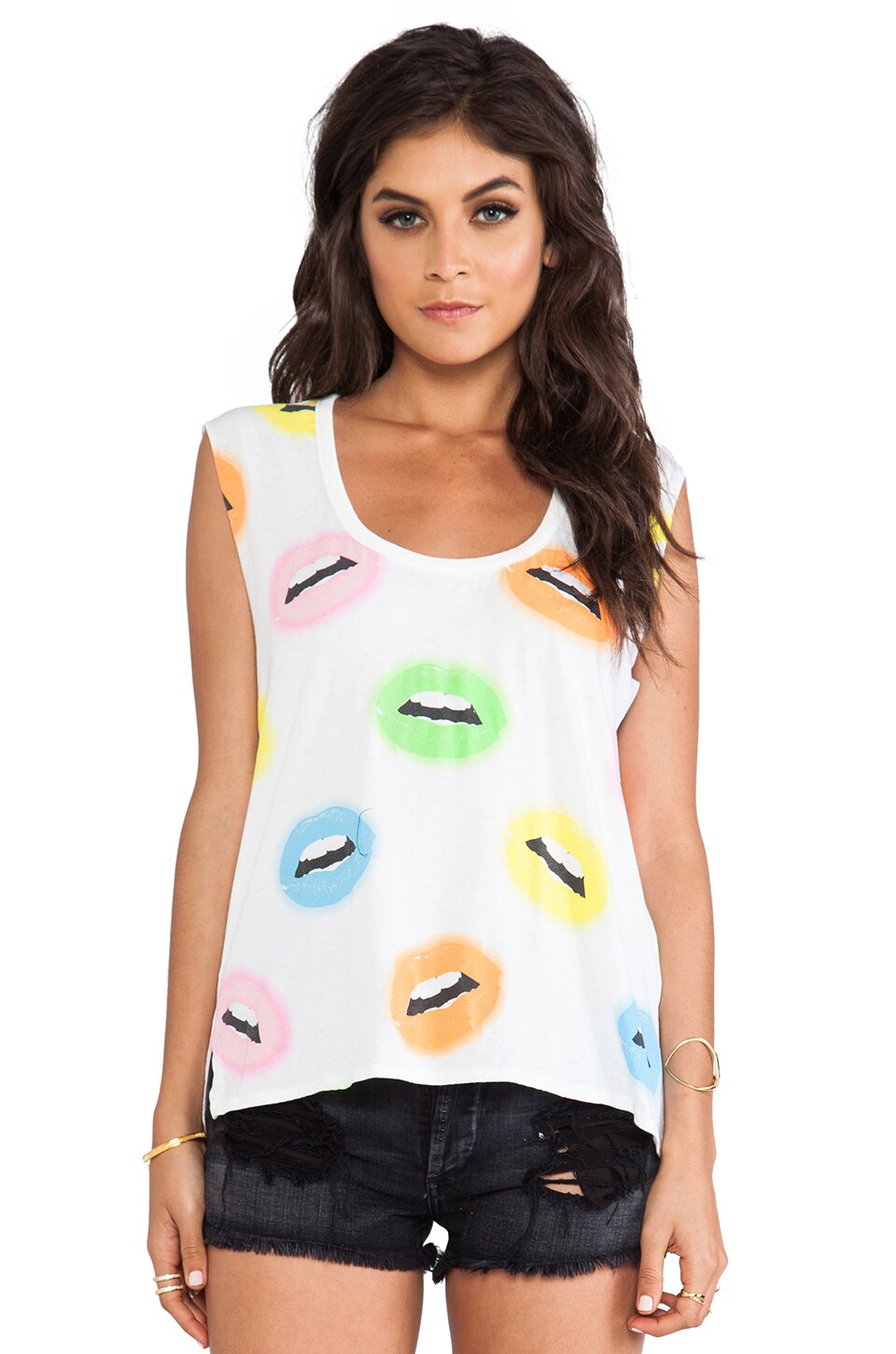 Chaser Neon Lips Tee in White | REVOLVE