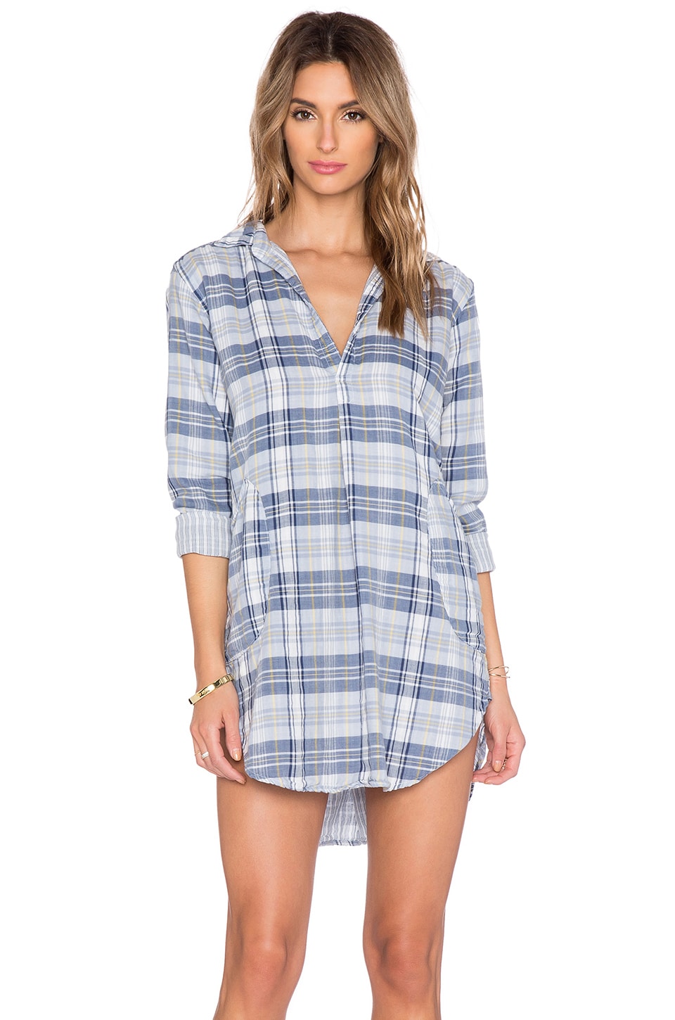 CP SHADES Teton Button Up Tunic in Pewter Multi Stripe | REVOLVE